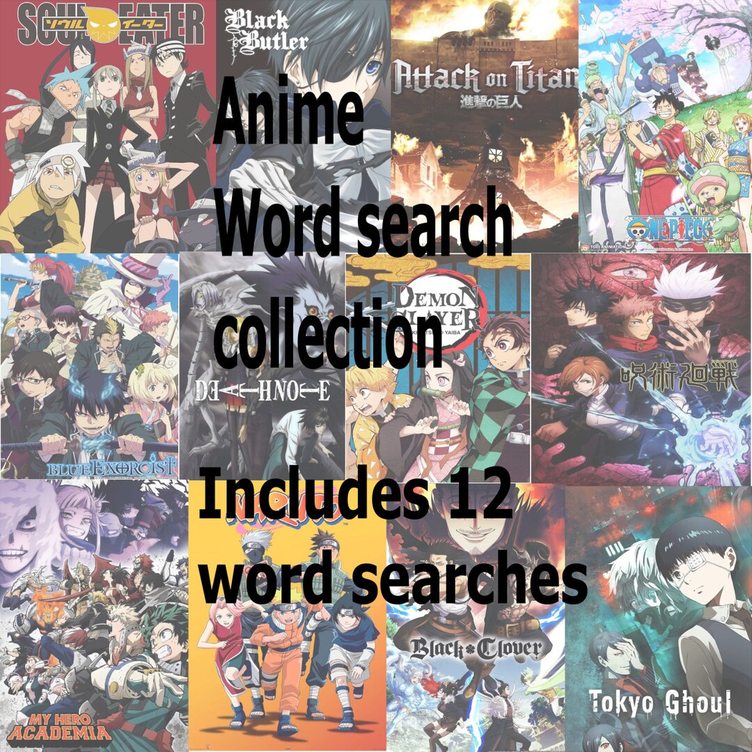 Anime Word Search Collection - Etsy
