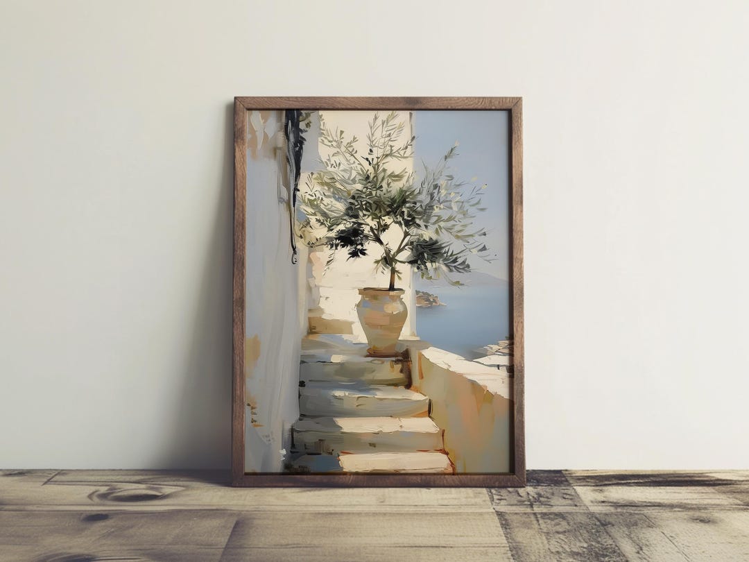 Mediterranean Olive Tree Landscape Art, Printable Wall Decor, Rustic ...