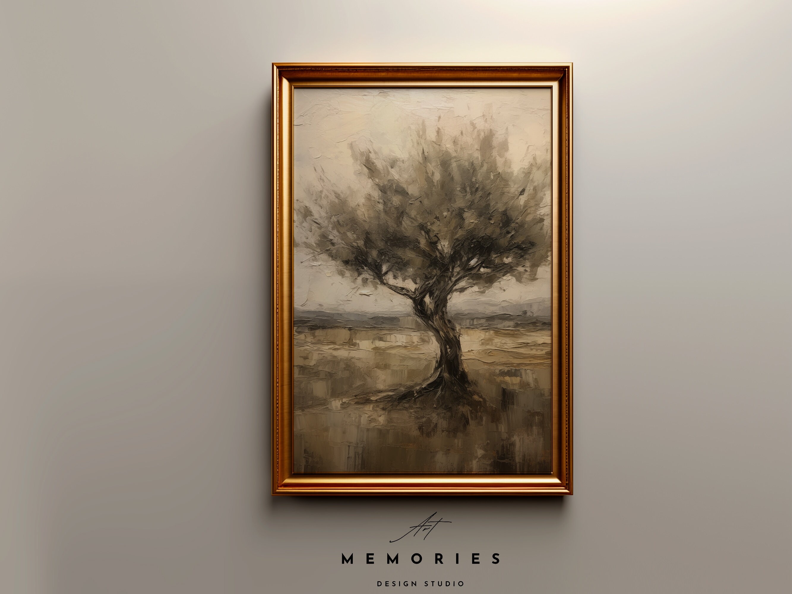 Vintage Impasto Olive Tree Art - Antique Farmhouse Decor Print ...