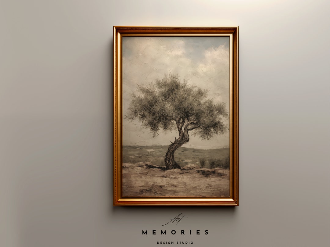 Rustic Olive Tree Art Print, Vintage Farmhouse Decor, Printable ...