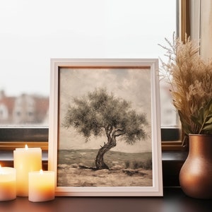 Rustic Olive Tree Art Print, Vintage Farmhouse Decor, Printable ...