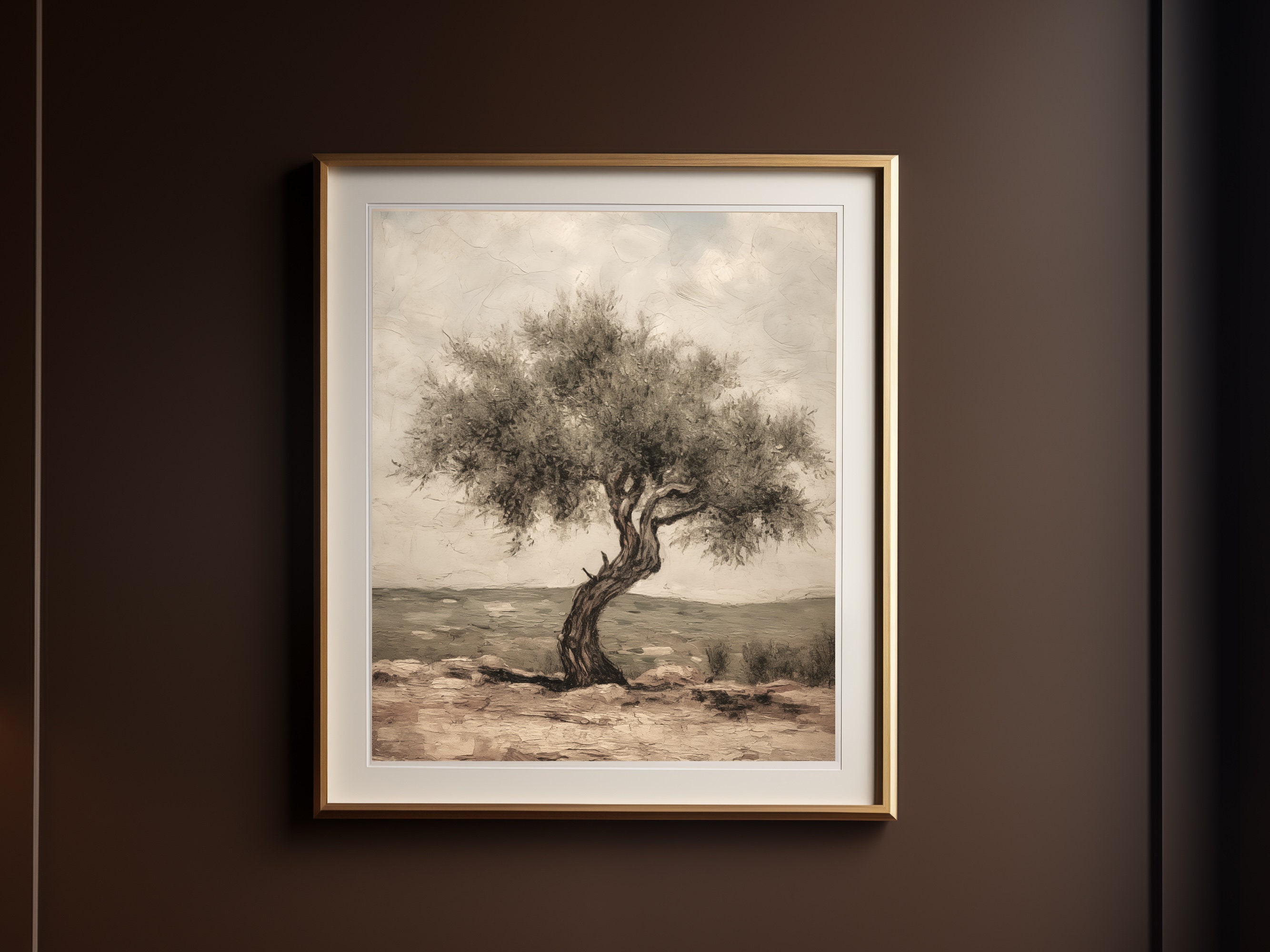 Rustic Olive Tree Art Print, Vintage Farmhouse Decor, Printable ...