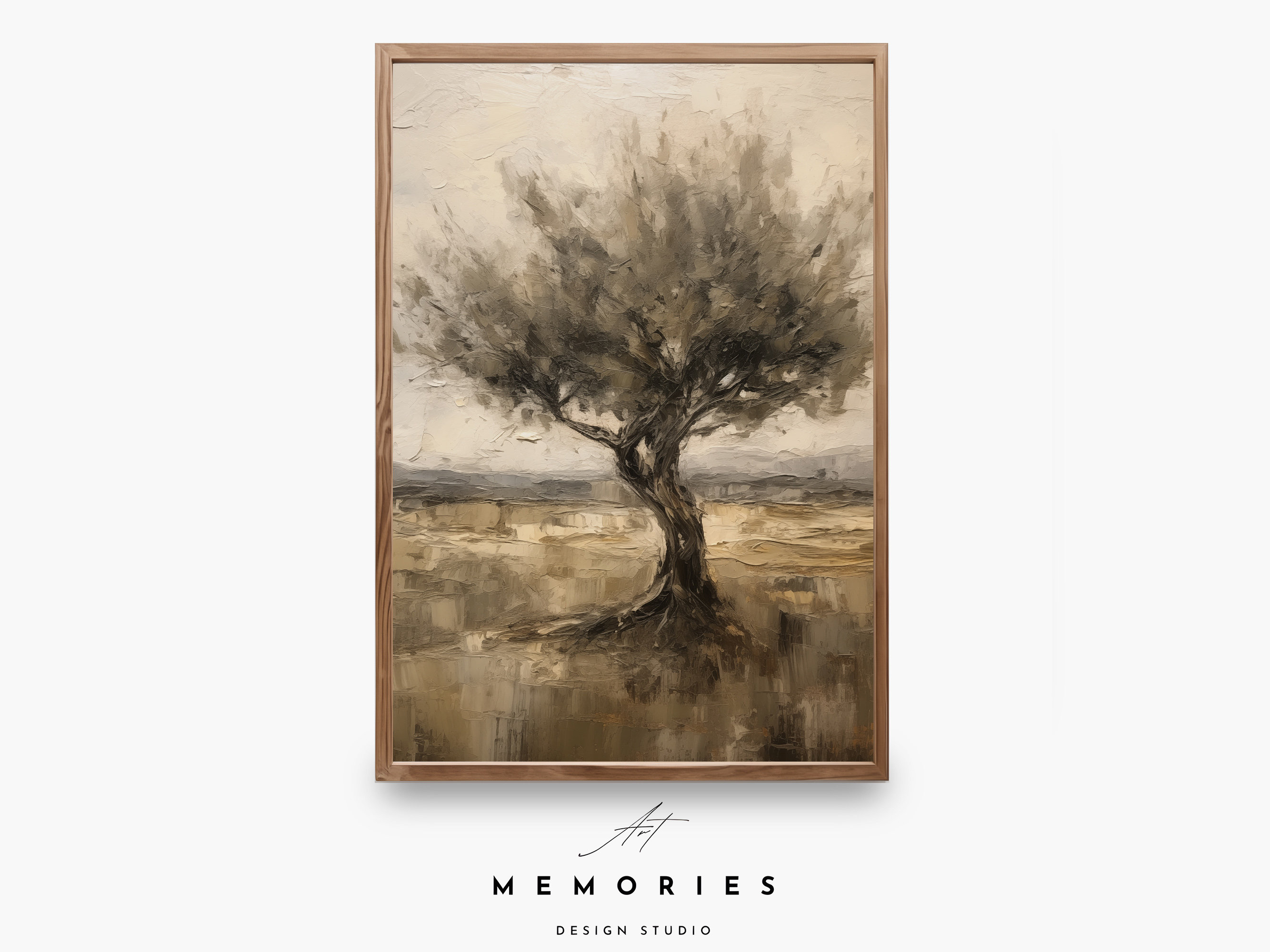 Vintage Impasto Olive Tree Art - Antique Farmhouse Decor Print ...