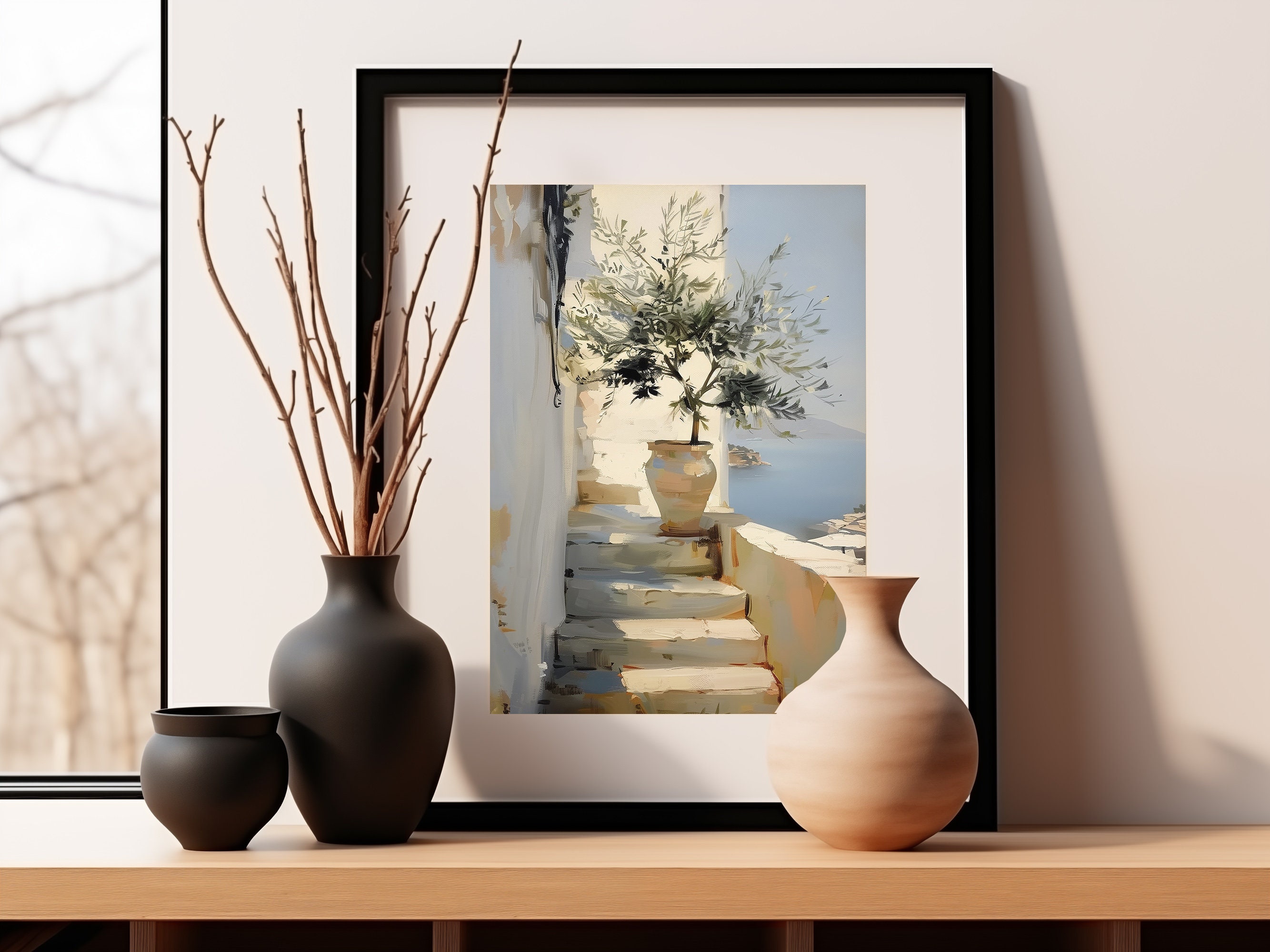 Mediterranean Olive Tree Landscape Art, Printable Wall Decor, Rustic ...