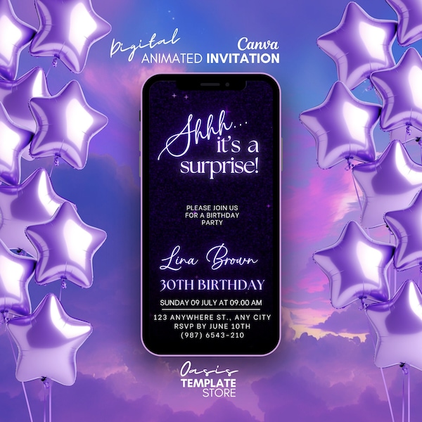 Purple Invitations - Etsy