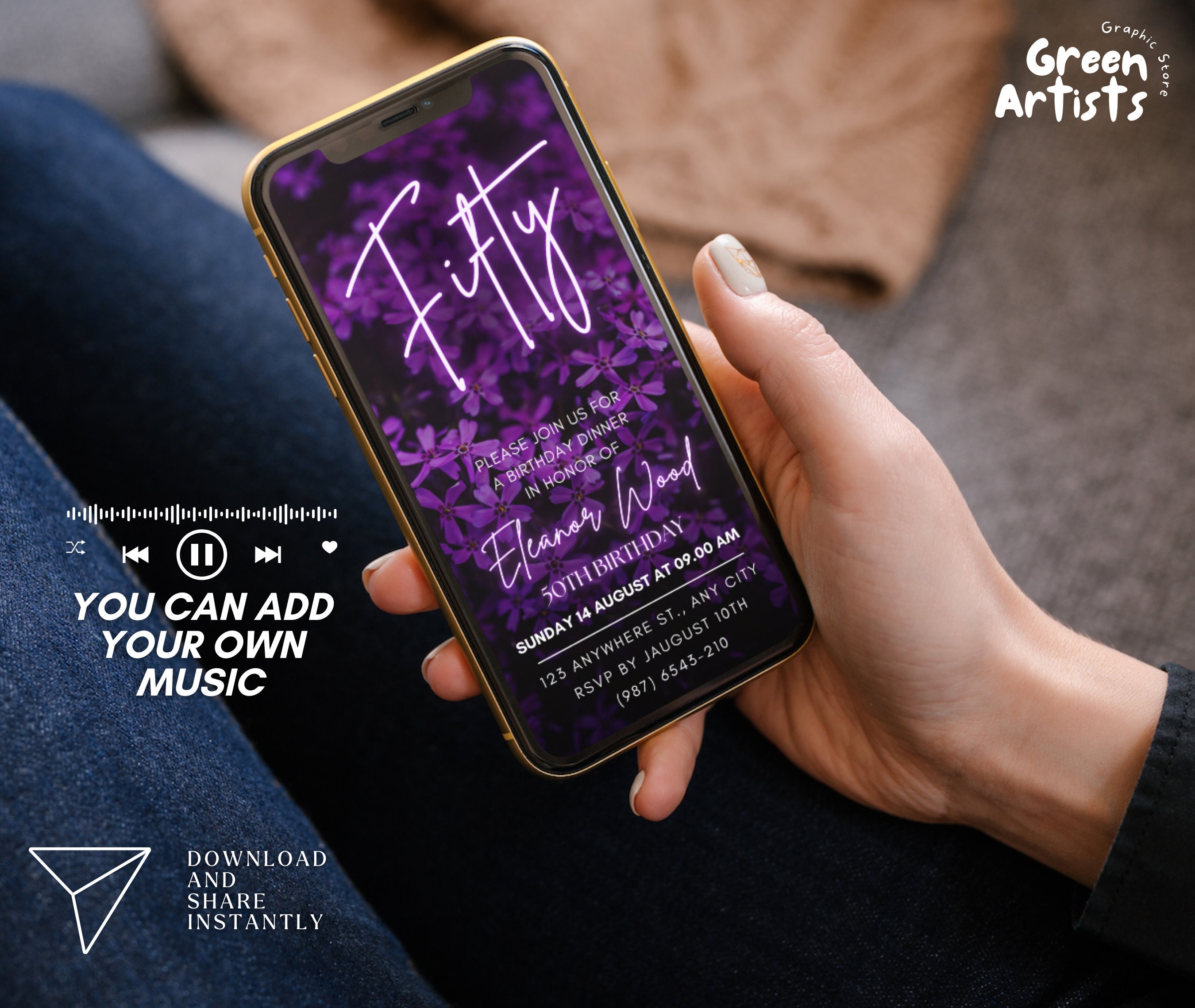 50th Birthday Digital Video Invitation, Animated Video Invitation ...