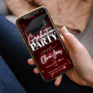 Red Graduation Party Invitation, Editable Digital Graduation 2026 ...