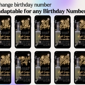 Birthday Dinner Party Video Invitation, Gold Glitter Invite, Electronic ...