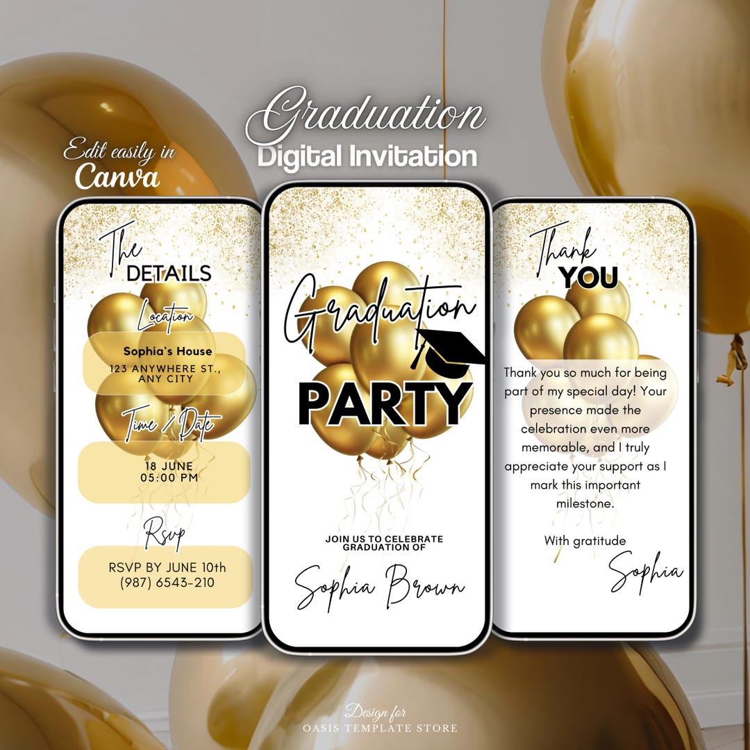 Editable Graduation Invitation Template 2025, Digital Graduation Party ...