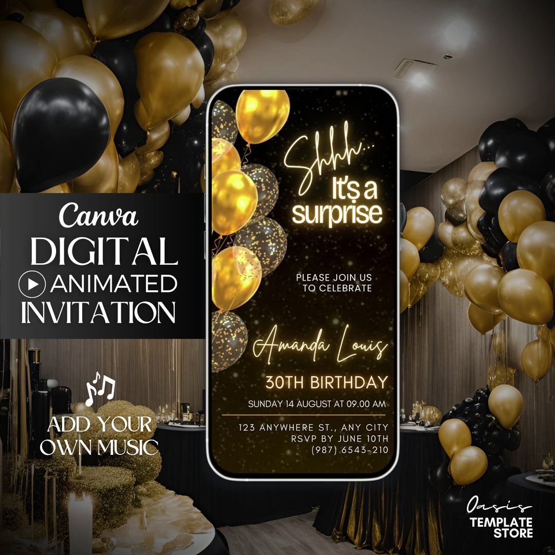 Digital Surprise Birthday Video Invitation, Surprise Animated Invite ...