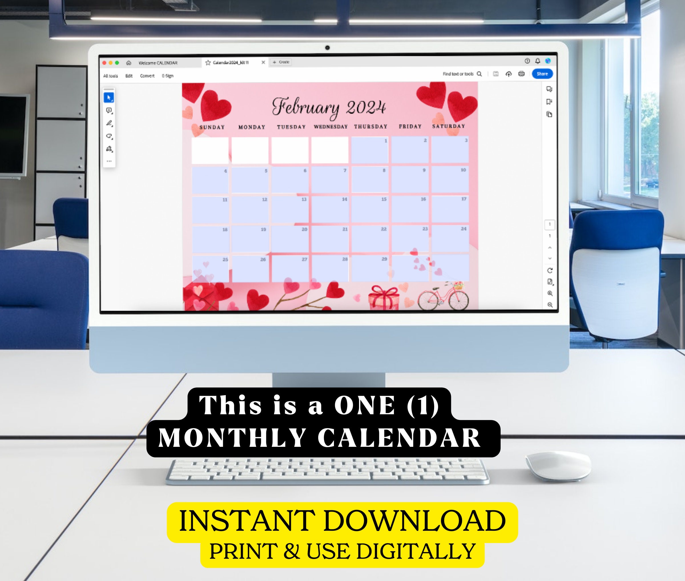Editable FEBRUARY 2024 Calendar, Printable Fillable Monthly Planner ...
