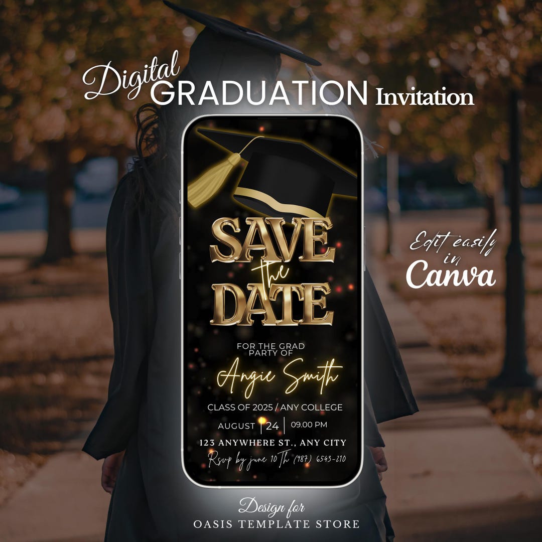2026 Graduation Save the Date Invitation, Editable Digital Graduation ...