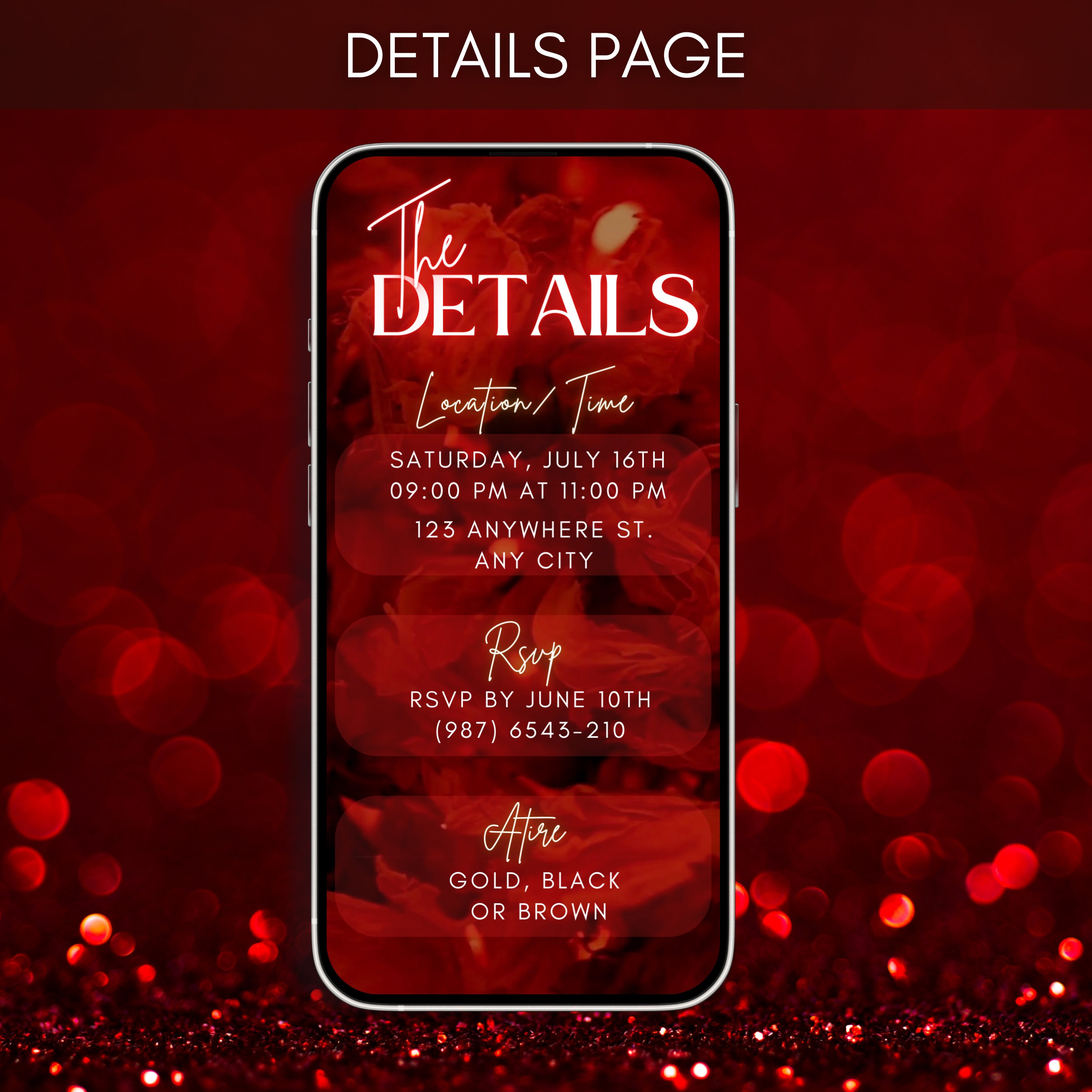 Thirty 30th Birthday Video Invitation, 30th Red Glitter Digital ...