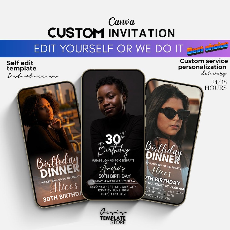 Full Editable Mobile Invitation, Custom Photo Digital Invitation ...