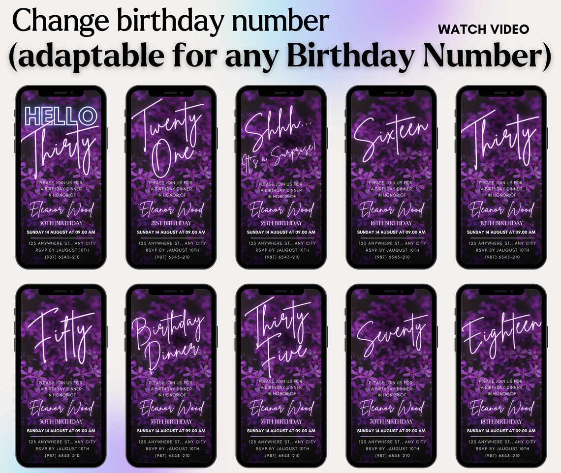 50th Birthday Digital Video Invitation, Animated Video Invitation ...