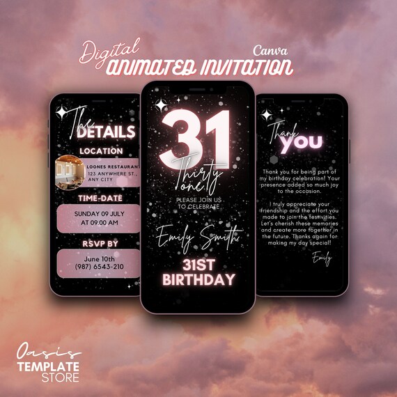 Thirty One Invitation Templates Digital Thirty One AF 31st Birthday