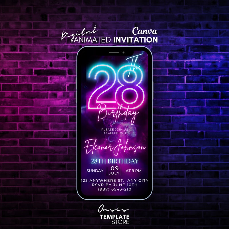 Neon Invitation - Etsy