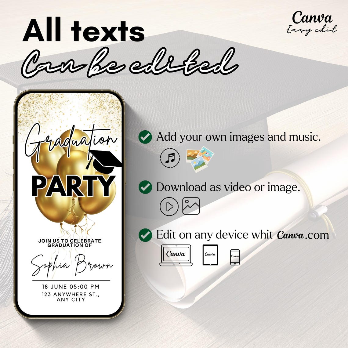 Graduation Party Invitation, Editable Digital Graduation Party Invite ...