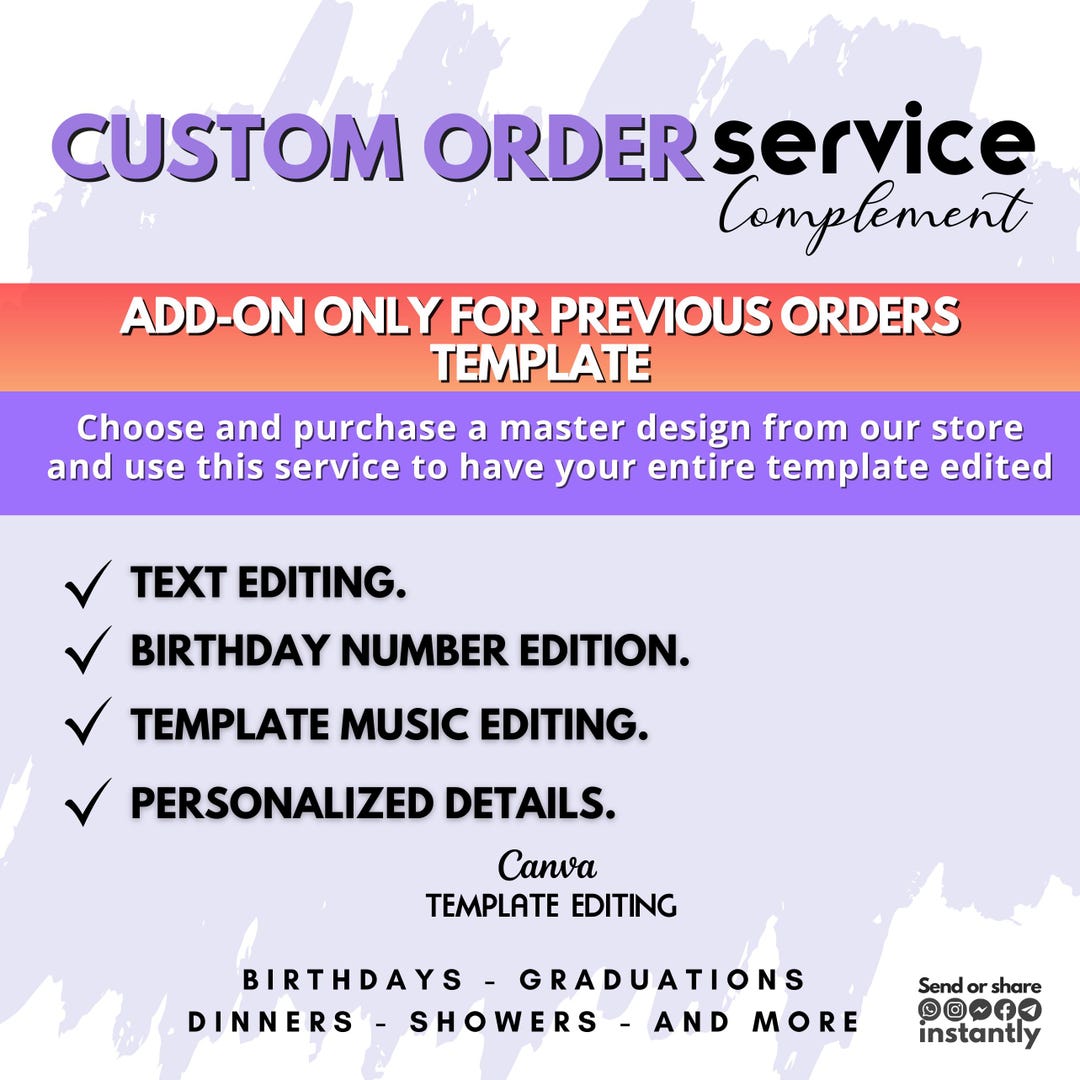 Custom Order Service - Add-on Only Previous Orders - Etsy