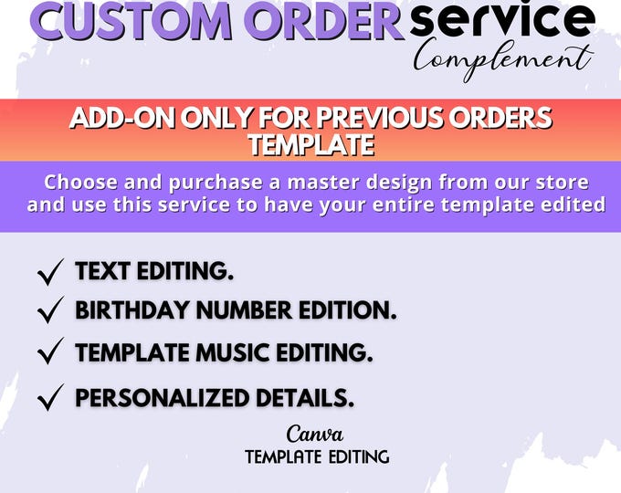 Custom Order Service - Add-on Only Previous Orders - Etsy