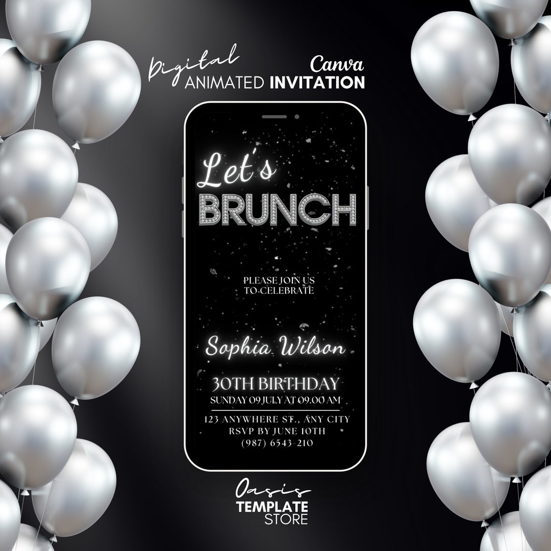 Digital Let's Brunch Invitation, Party Video Invitation, Diamond ...
