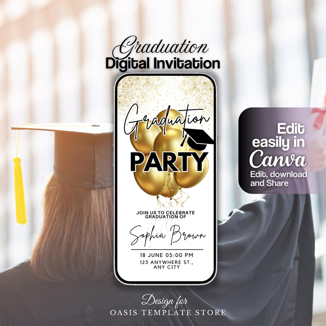 Graduation Party Invitation, Editable Digital Graduation Party Invite ...