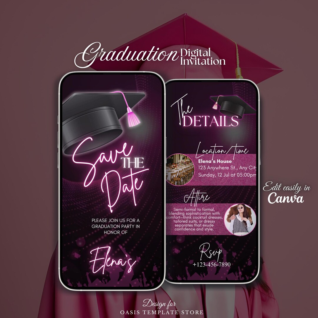 Editable Save the Date Graduation Party Invitation, Class of 2025 Evite ...