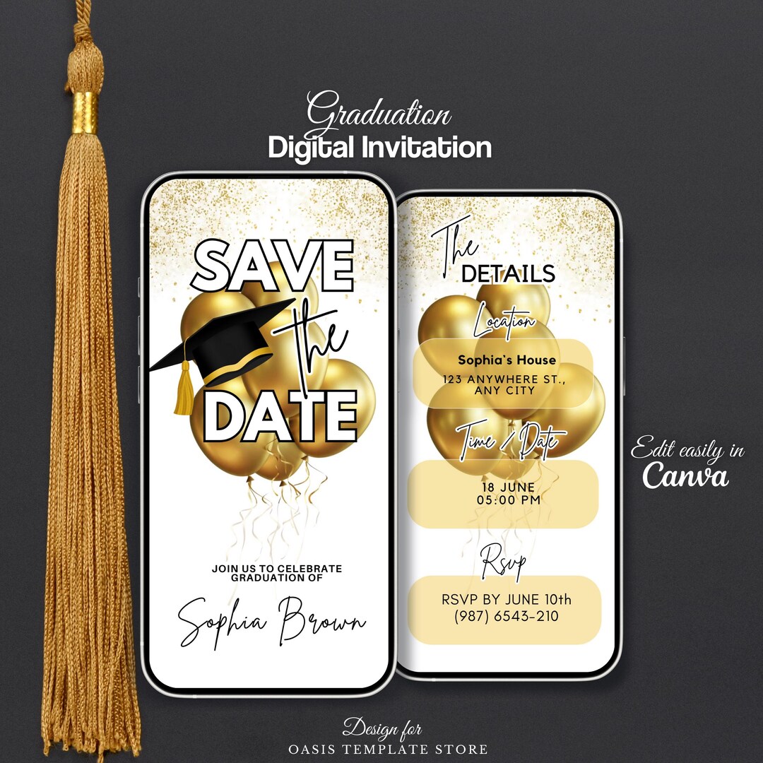 Save the Date Graduation Invitation, Editable Graduation Party Invite ...