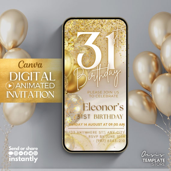 Thirty One Invitation Templates Digital Thirty One AF 31st Birthday