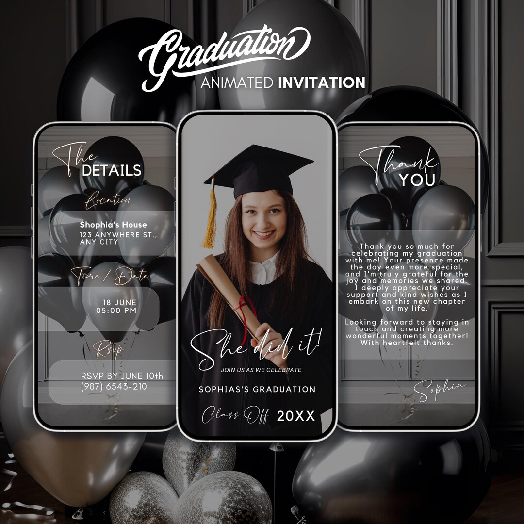 Digital She Did It Graduation Invitation, Editable Digital Graduation ...