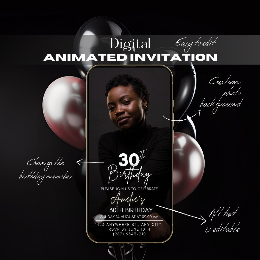 Digital Birthday Video Invitation, Custom Photo Digital Invitation ...