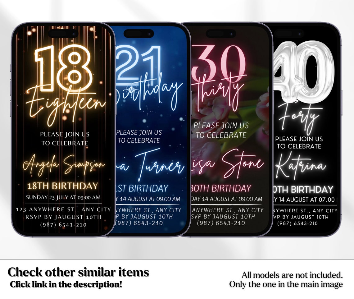 Editable Pink Birthday Invitation, Animate Video Invitation, Digital ...