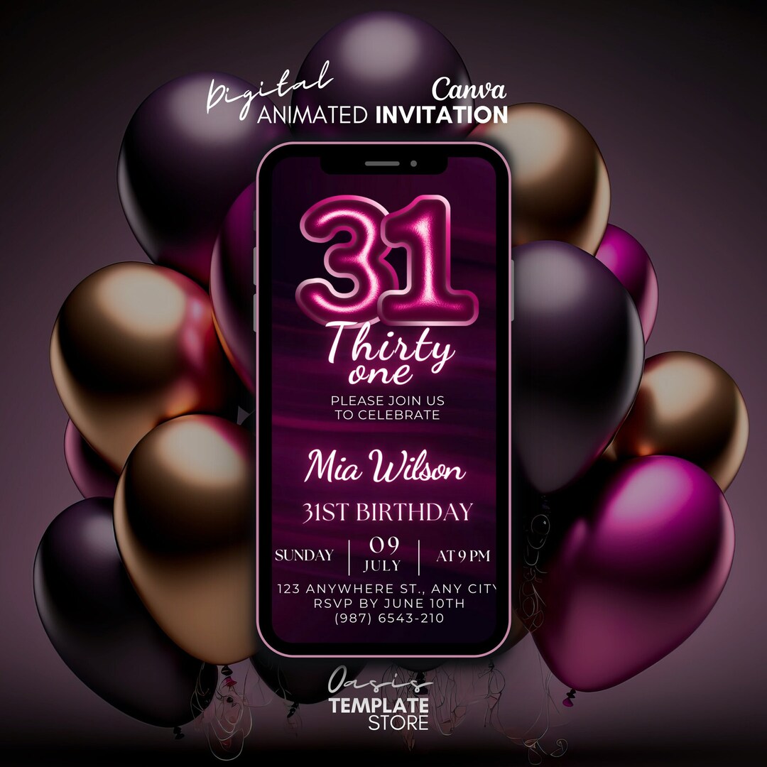31st Birthday Digital Invitation, Thirty One Party Video Invitation ...