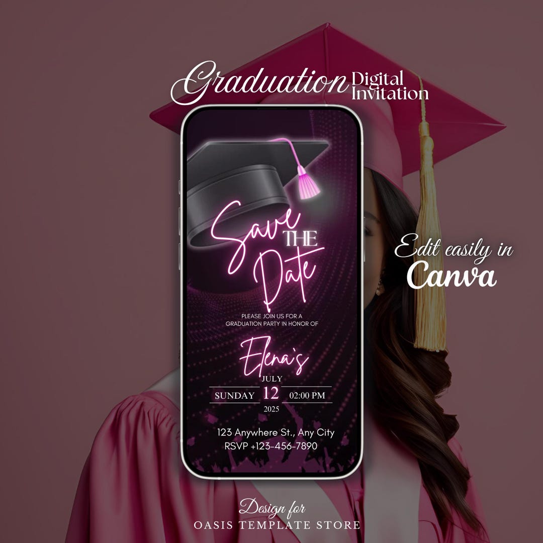 Save the Date Graduation Party Invitation, Digital Graduation Evite ...