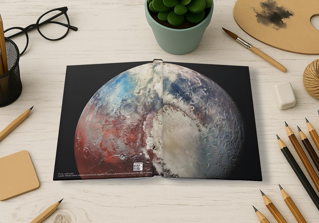 Pluto Colorized Matte Space Journal | Astronomy Notebook for Stargazers ...