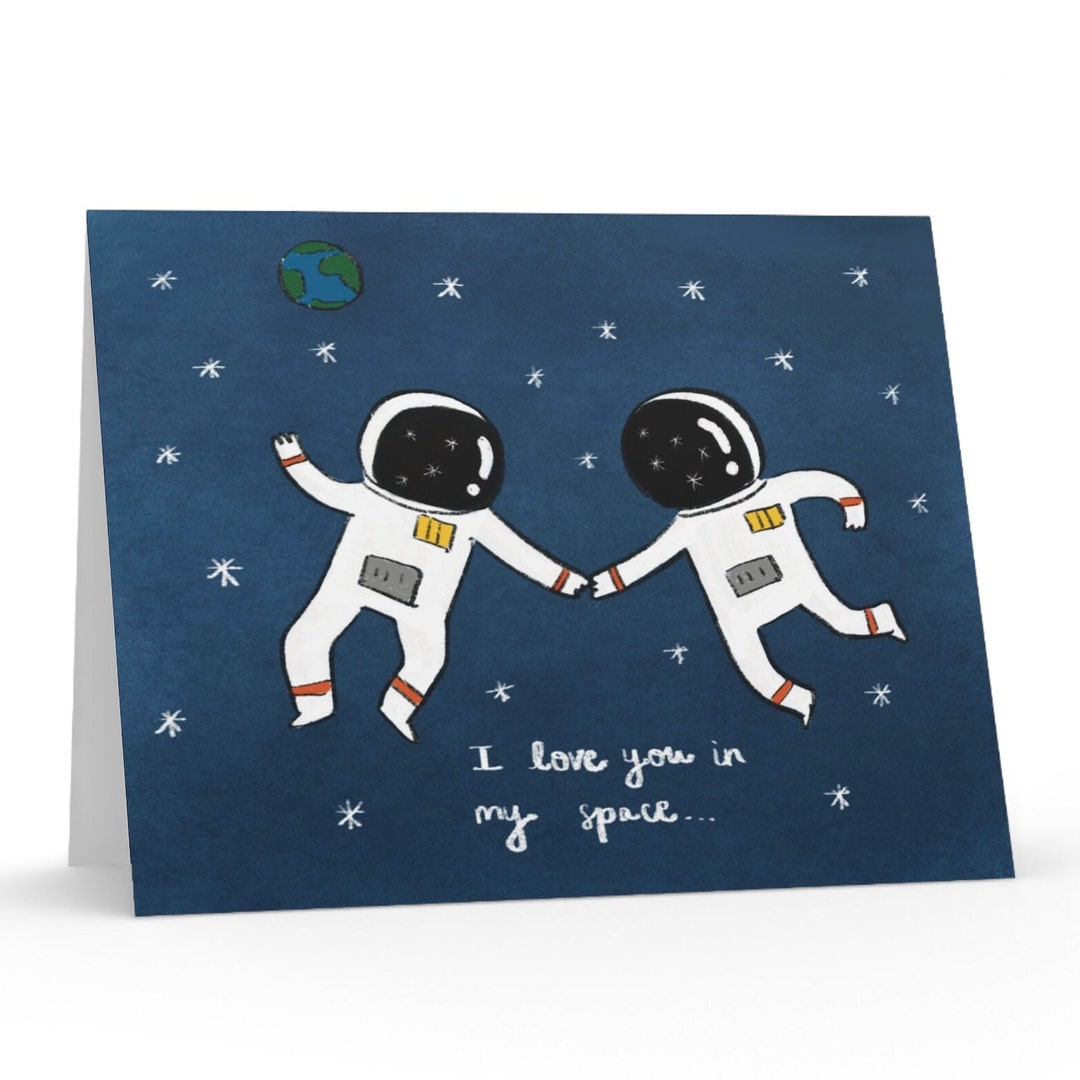 Astronauts in Space Greeting Card | Romantic Anniversary Card - Etsy