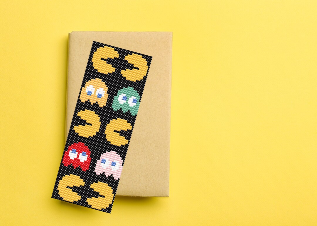 Retro Cross Stitch Bookmark Pattern Nerdy Cross Stitch PDF Pacman Retro ...