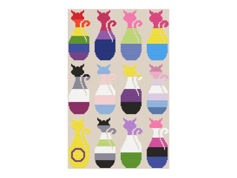 Pride Cross Stitch Pattern, Cat Lovers Gift, Cat Cross Stitch, Modern ...