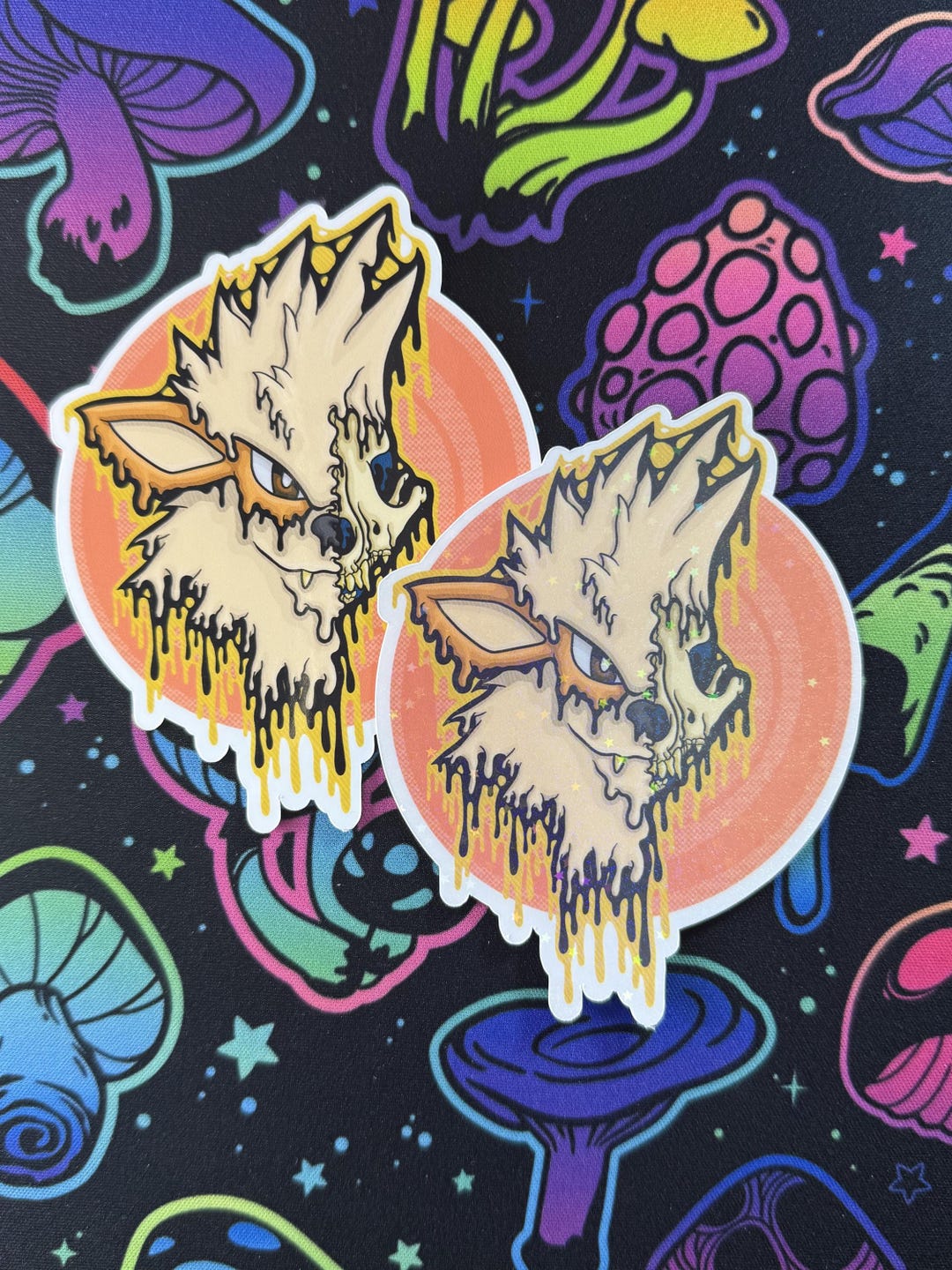 Drippy Arcanine Skull Vinyl Sticker | Glossy & Holographic Pokémon ...