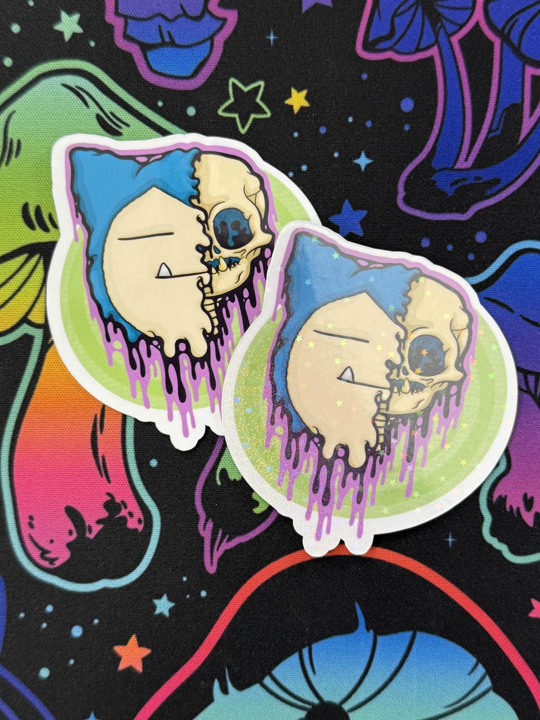 Drippy Snorlax Skull Vinyl Sticker | Glossy & Holographic Pokémon ...