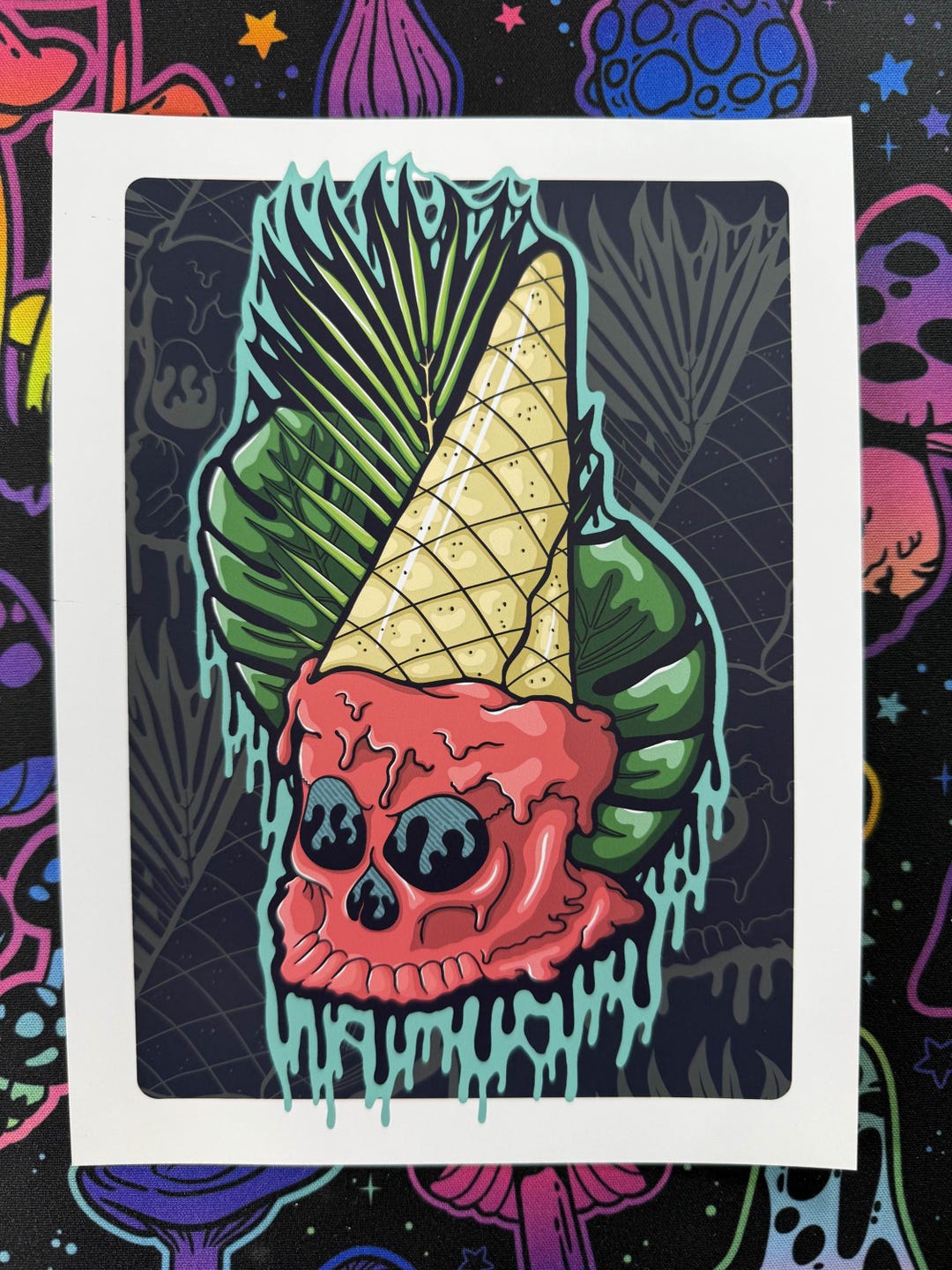 Drippy Ice Cream Skull Print - Etsy