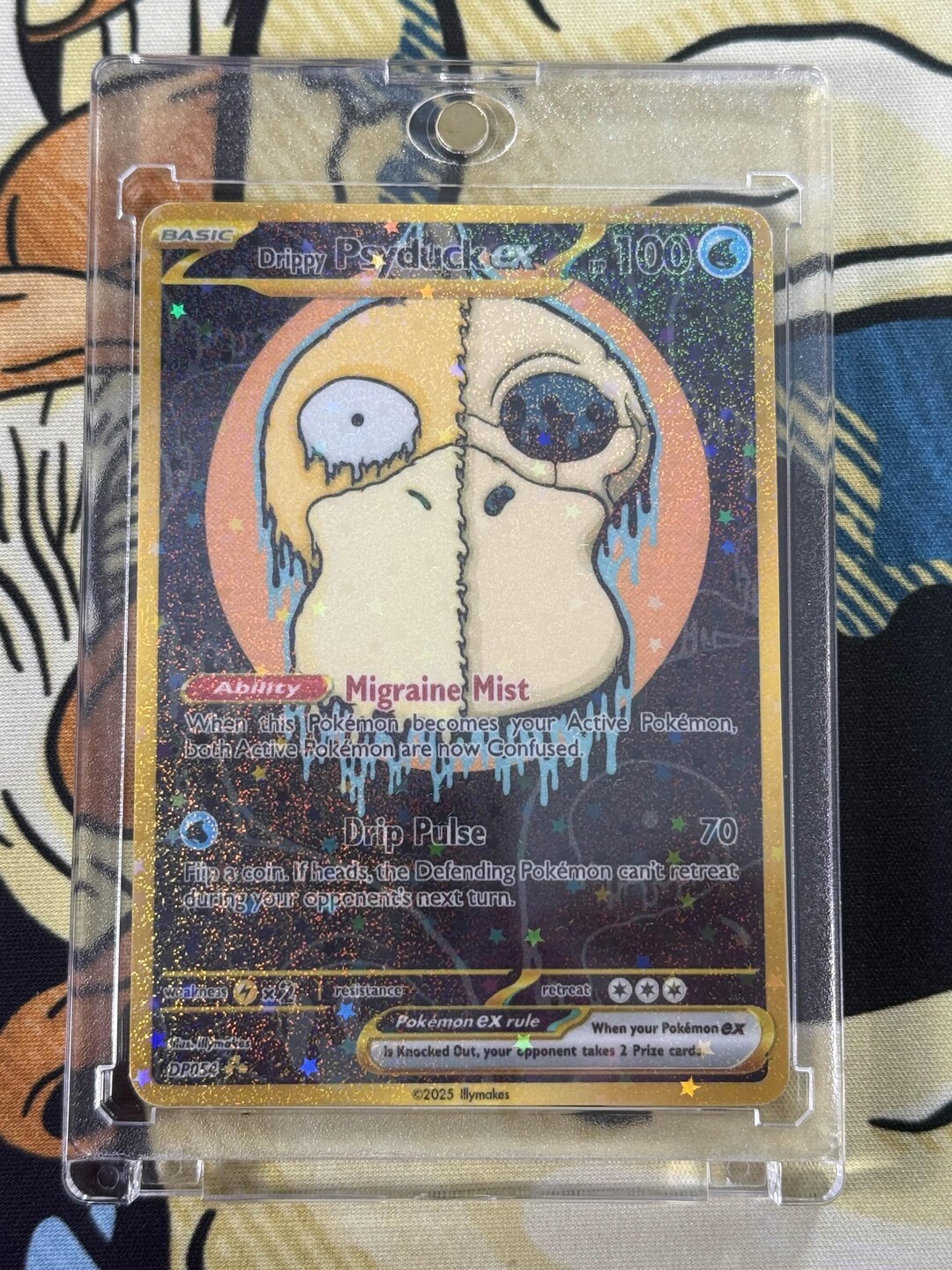 Custom Drippy Psyduck EX Card – Spooky Skull Pokémon Fan Art | Handmade ...