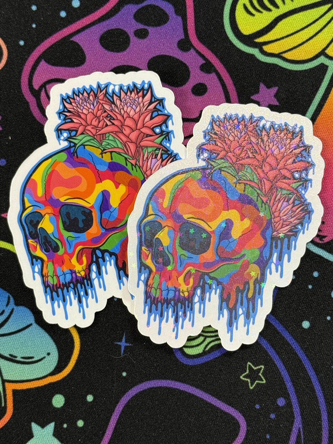 Drippy Pride Skull 2 Vinyl Sticker | Glossy & Holographic Rainbow ...