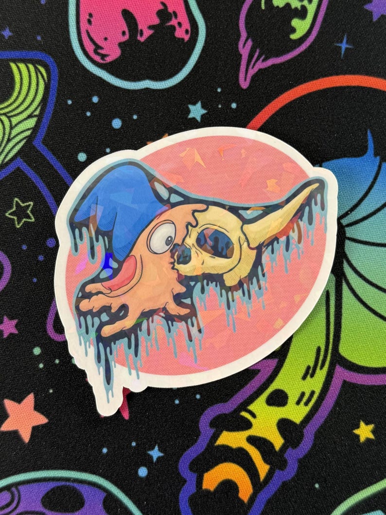 Drippy Mr. Mime Skull Sticker - Etsy