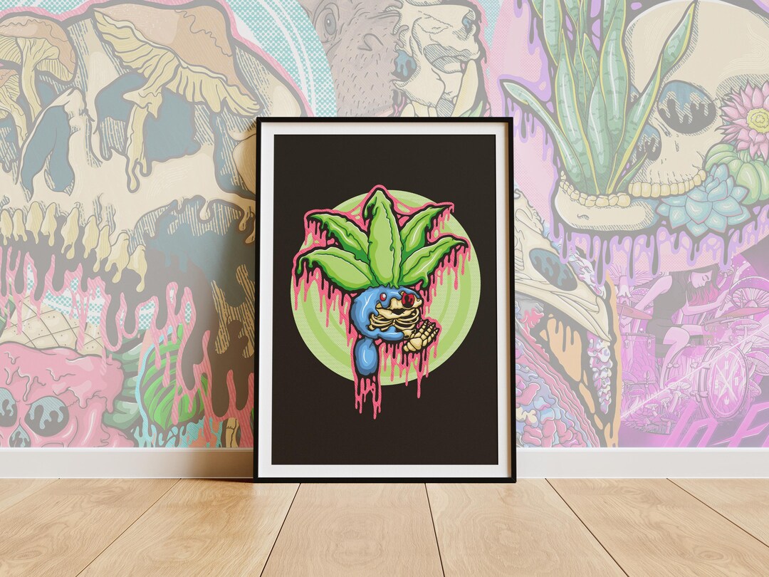 Drippy Oddish Skeleton Print – Alternative Creepy Cute Plant Pokémon ...