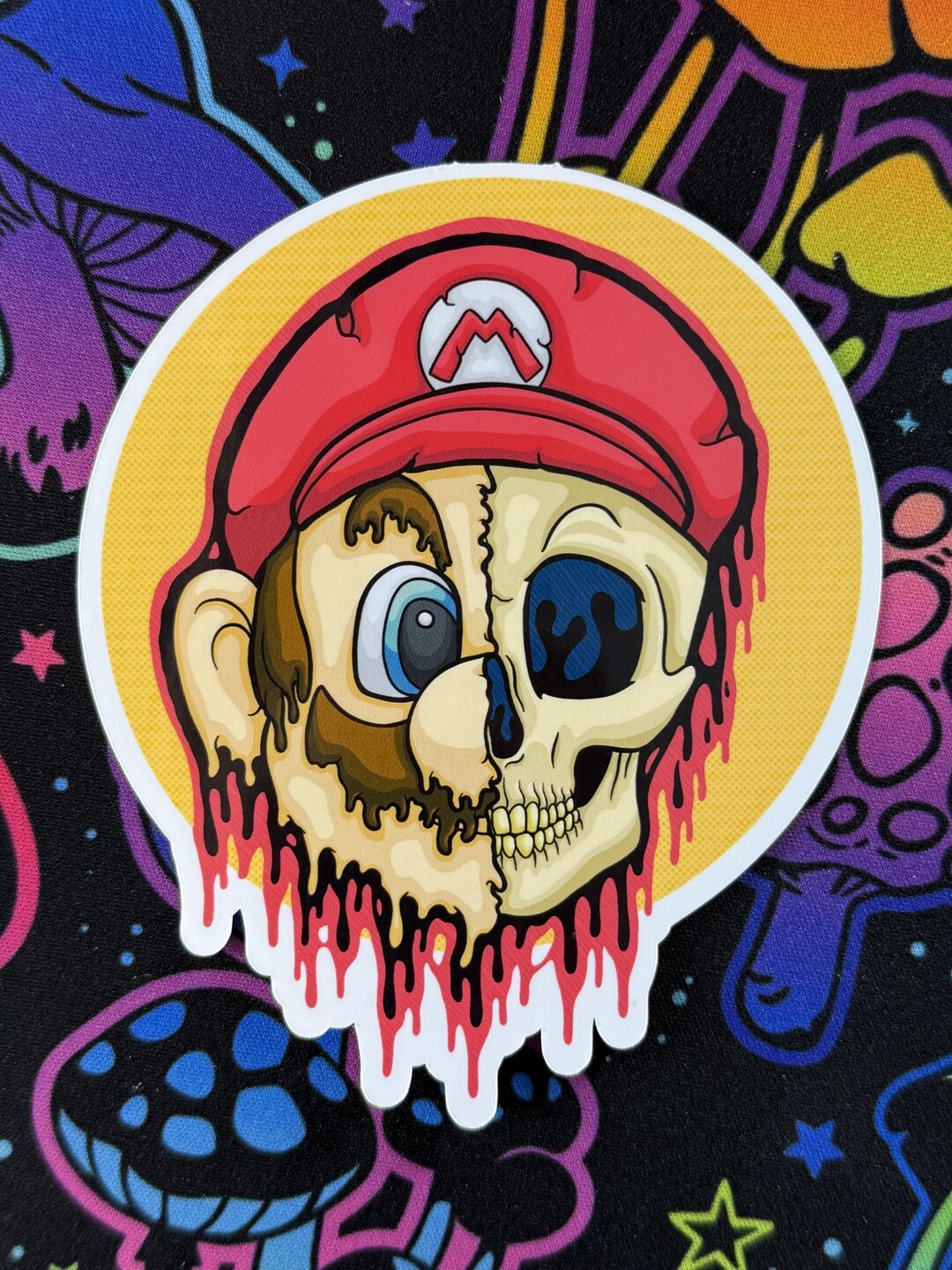 Drippy Mario Skull Sticker – Creepy Gamer Decal – Melting Nintendo ...