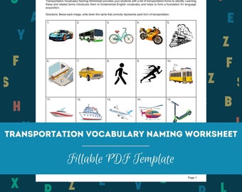Dining Room Vocabulary Naming Worksheet for English Learners and ...