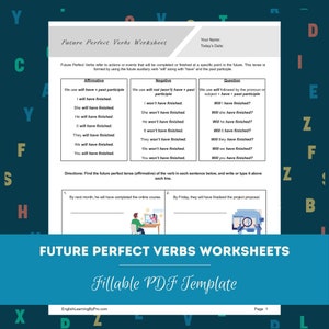 Future Perfect Verbs Worksheets Bundle for English Learners and English ...