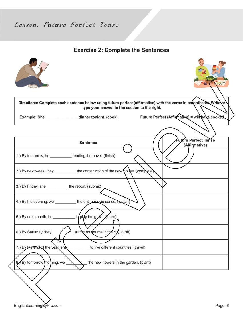 Future Perfect Tense Verb Lesson: Introduction 3 Worksheets editable ...