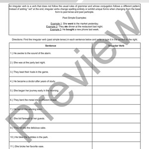 Irregular Verbs Worksheets Bundle for English Learners and English ...